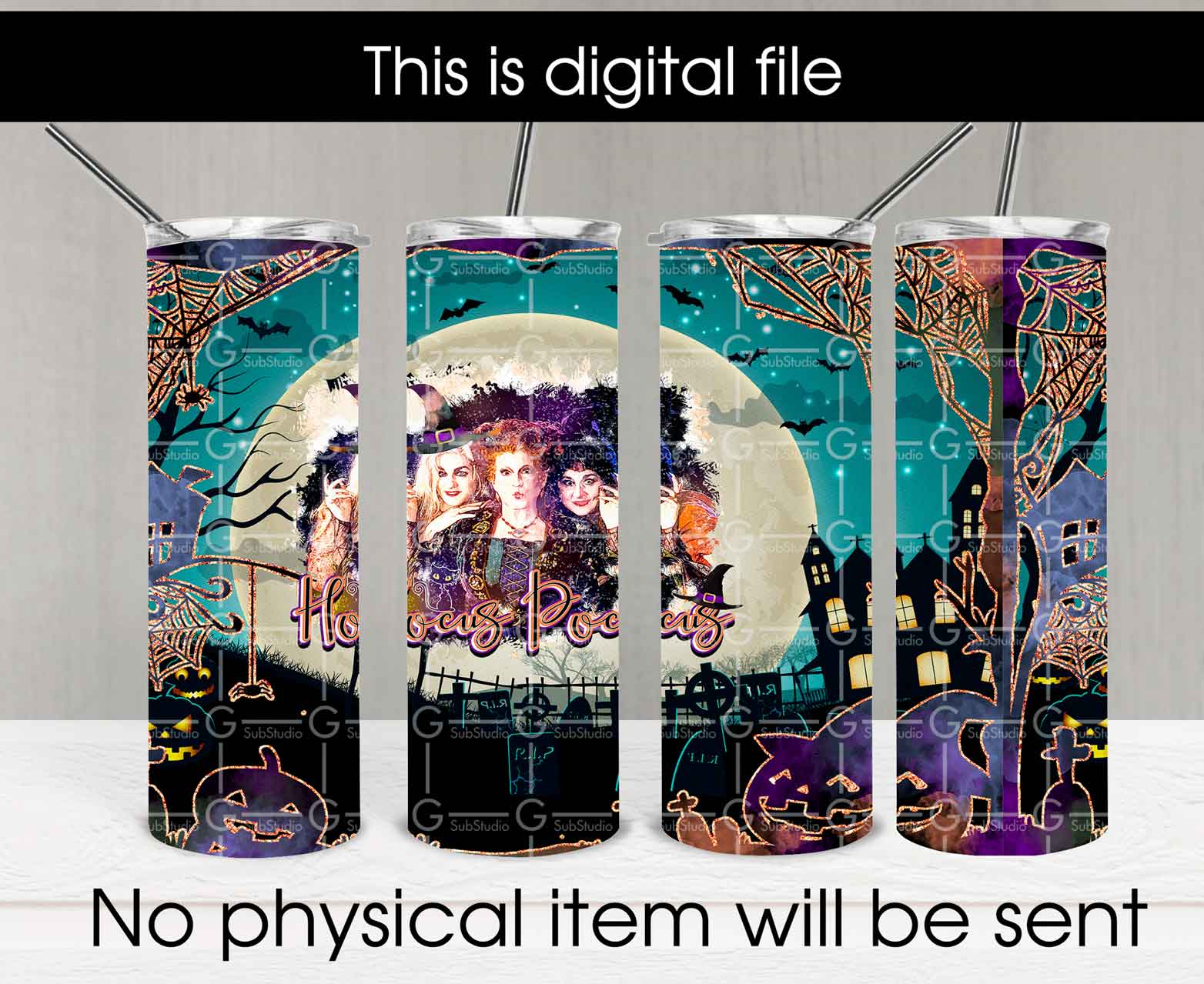 Hocus Pocus tumbler wrap 20oz Sublimation design