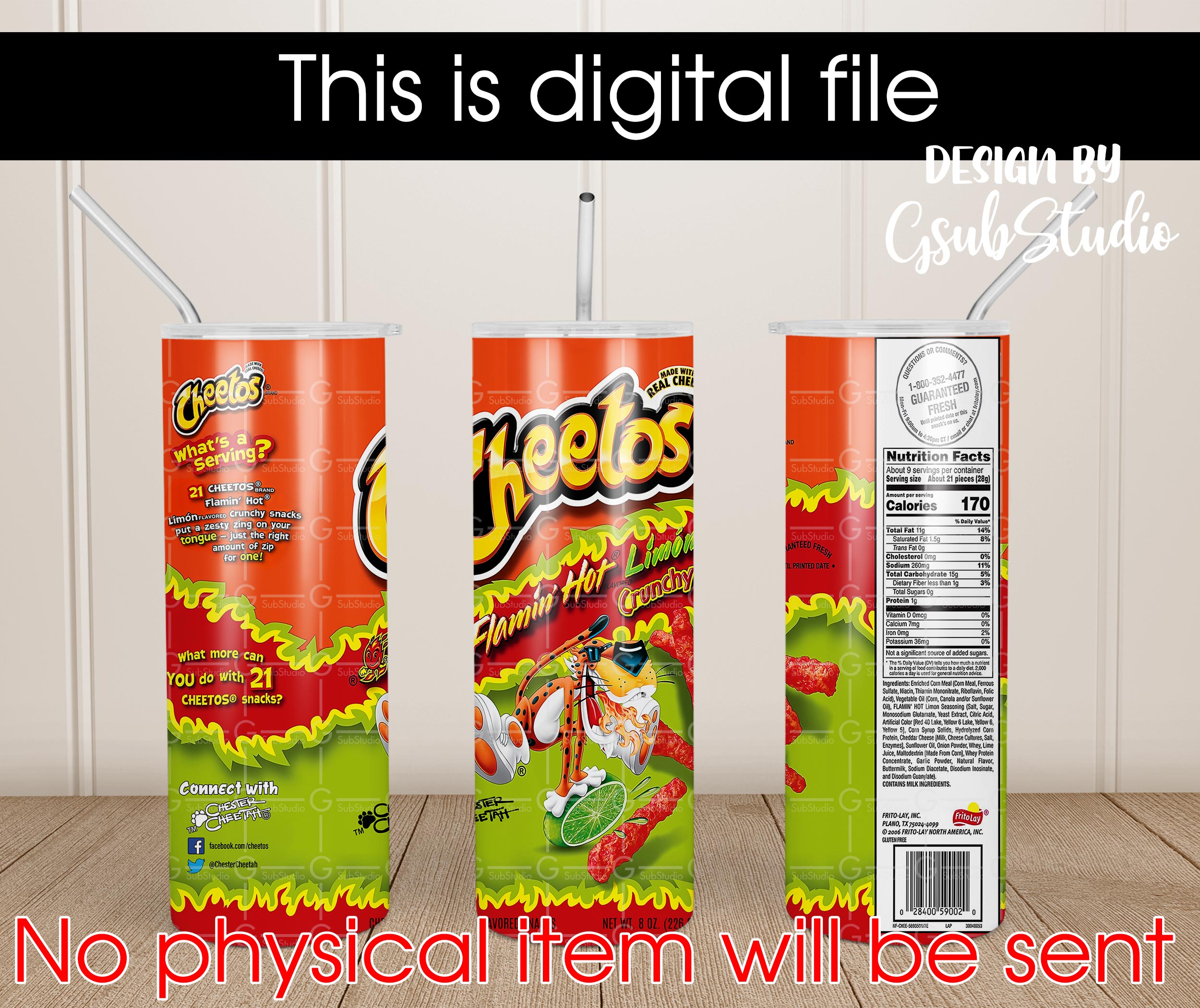 Cheetos falmin' hot limon Tumbler Wrap | Cheetos tumbler design