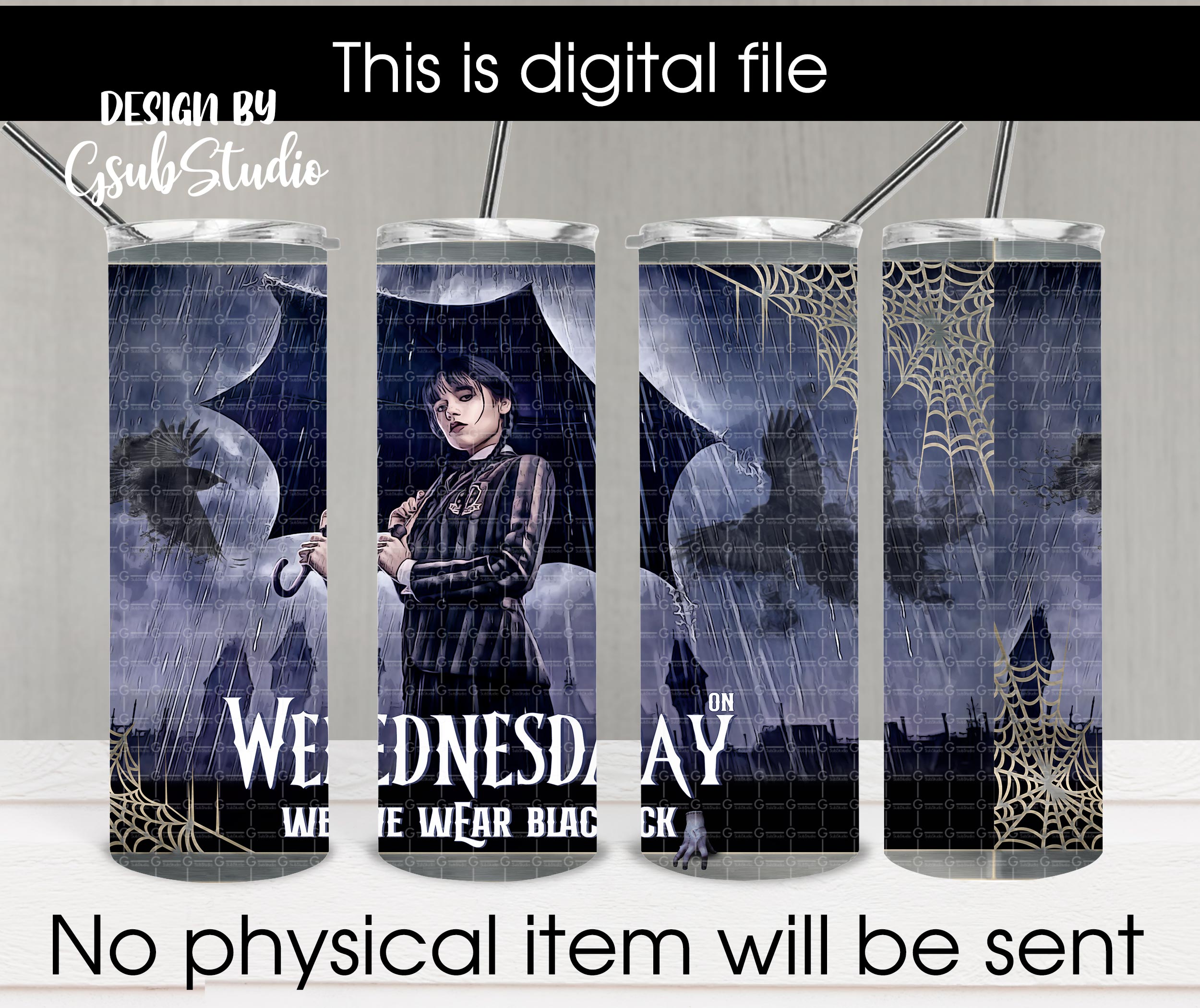 Wednesday tumbler wrap 20oz Addams Family Design