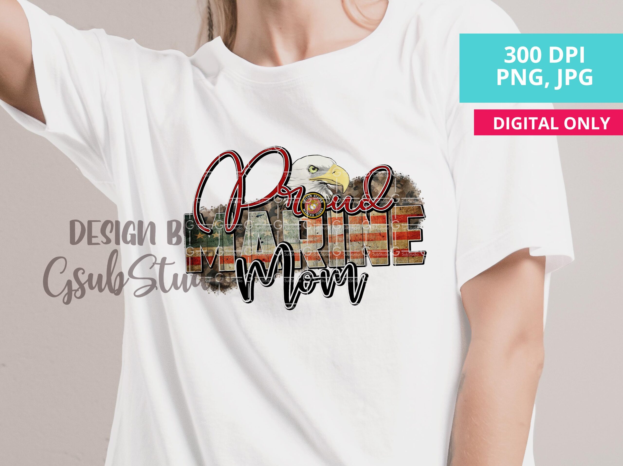 Proud Marine mom PNG Sublimation design download