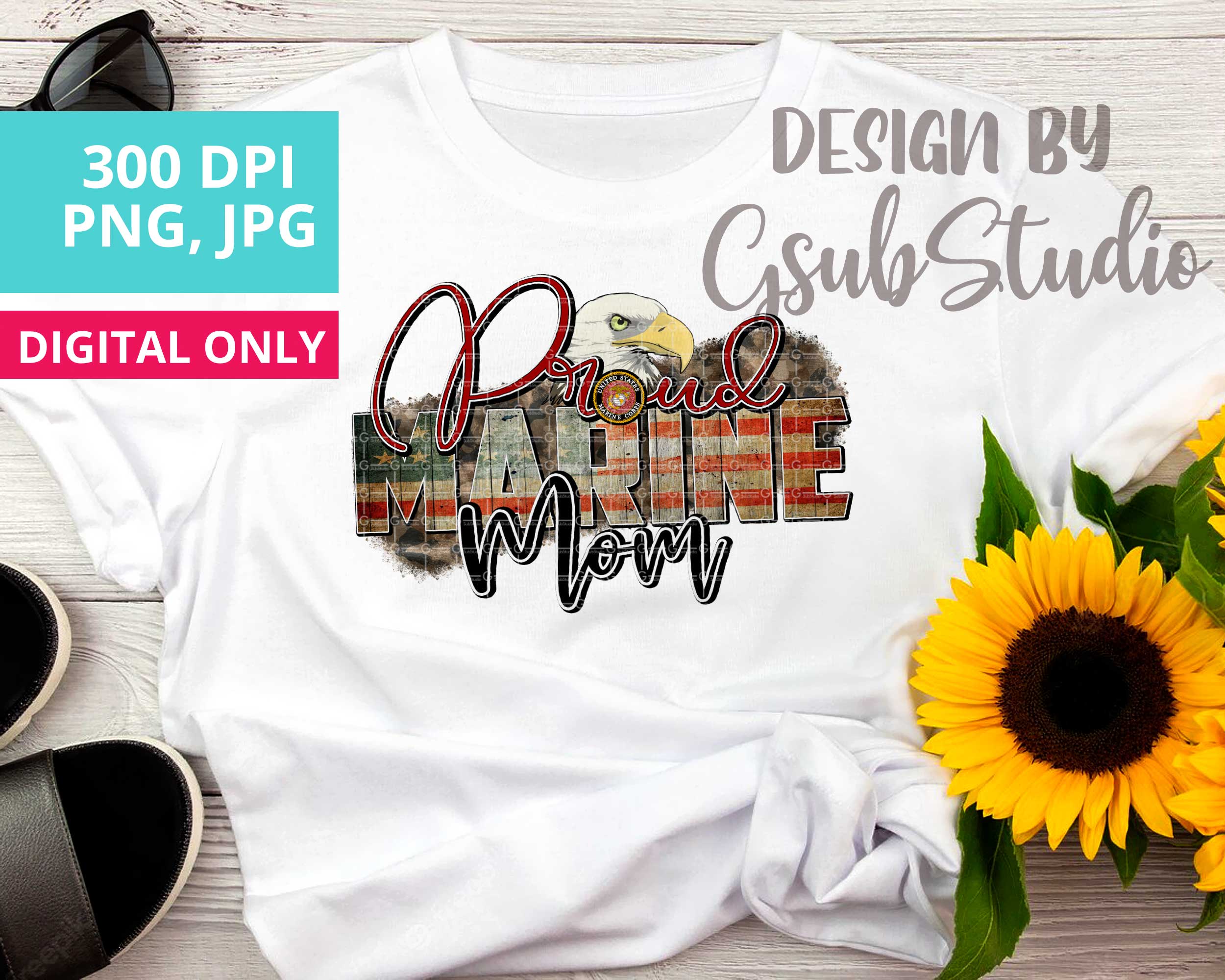 Proud Marine mom PNG Sublimation design download