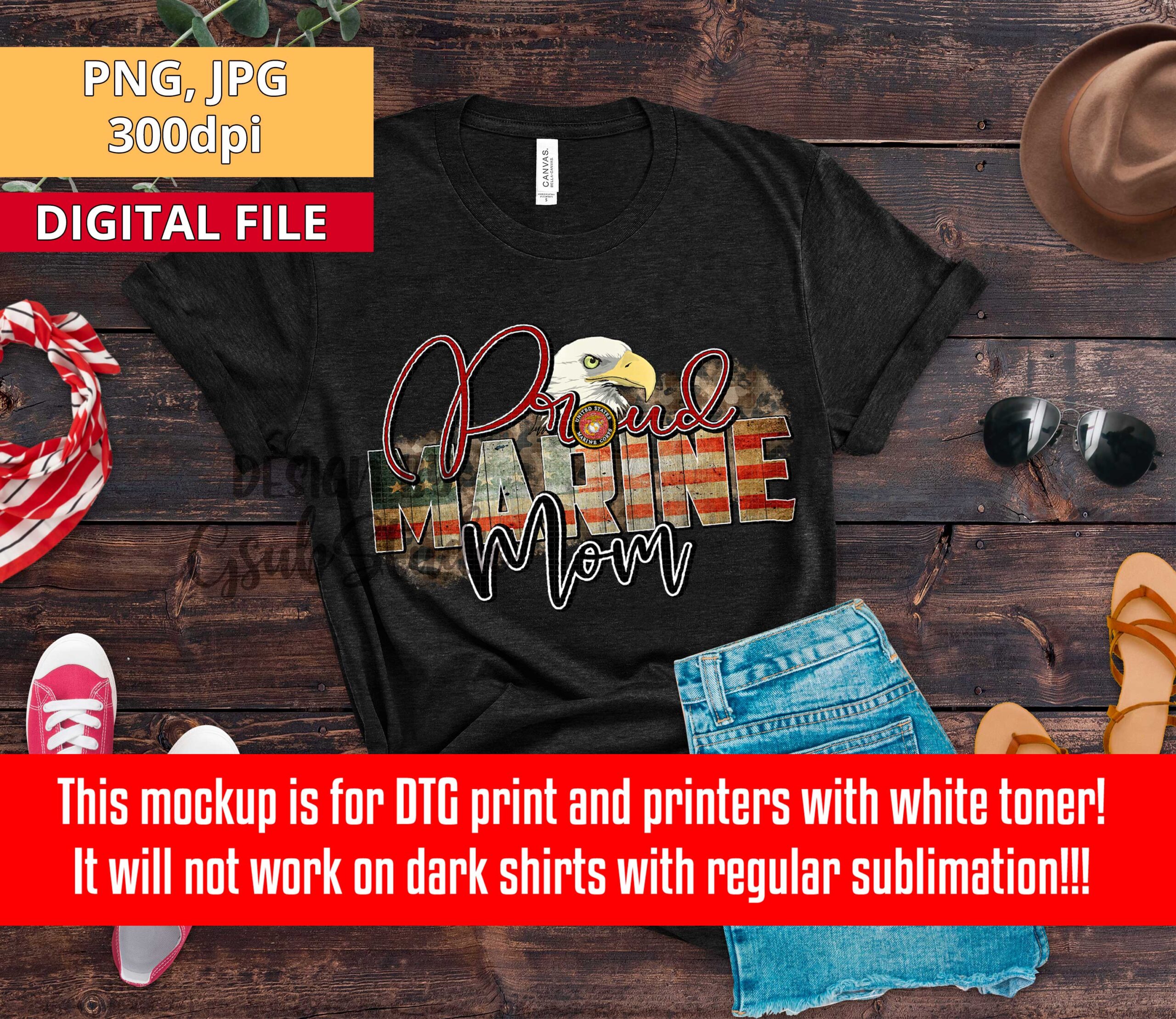 Proud Marine mom PNG Sublimation design download