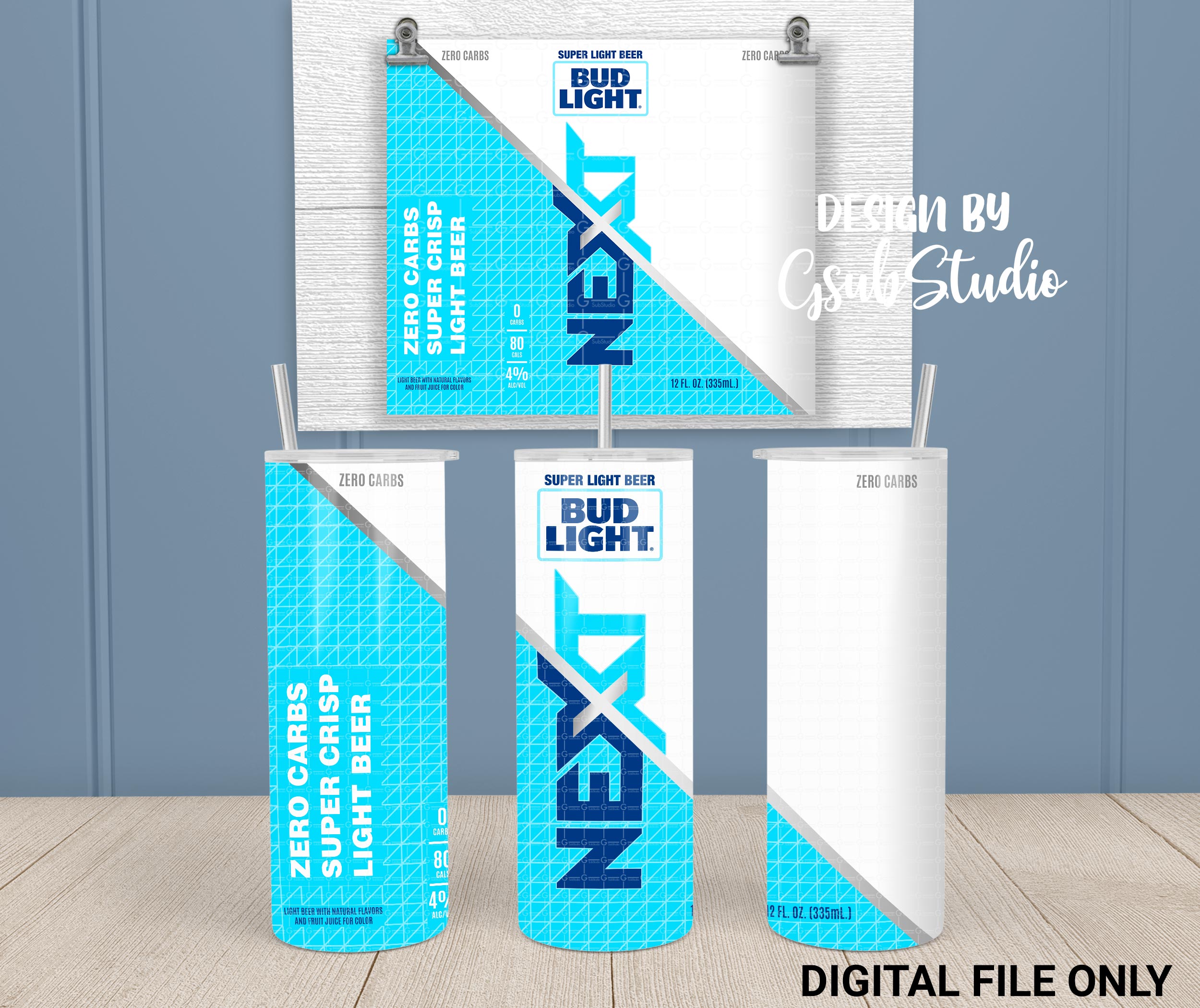 Bud Light neXt 20oz skinny tumbler png design