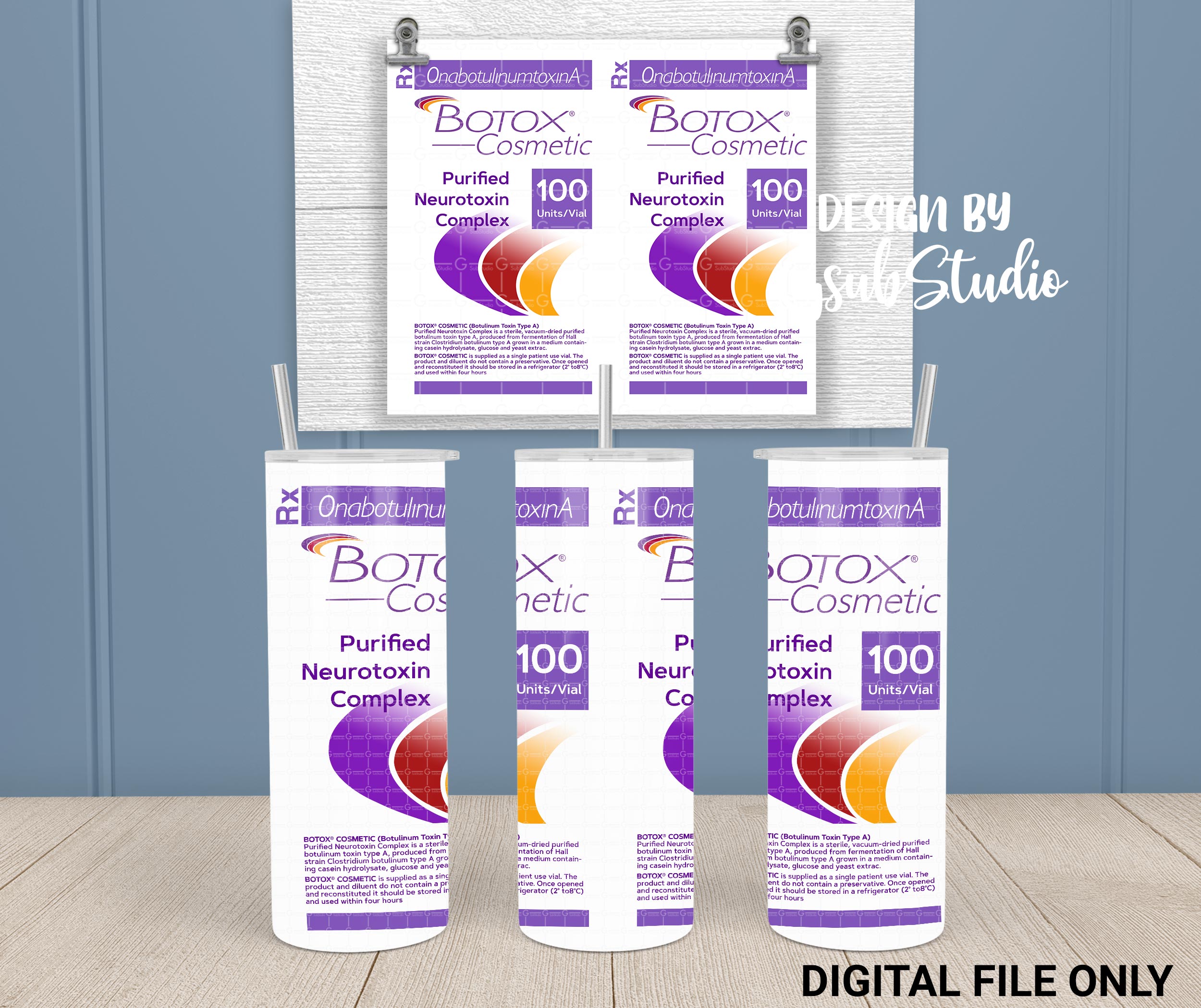 OnabotulinumtoxinA 20oz skinny tumbler wrap png design