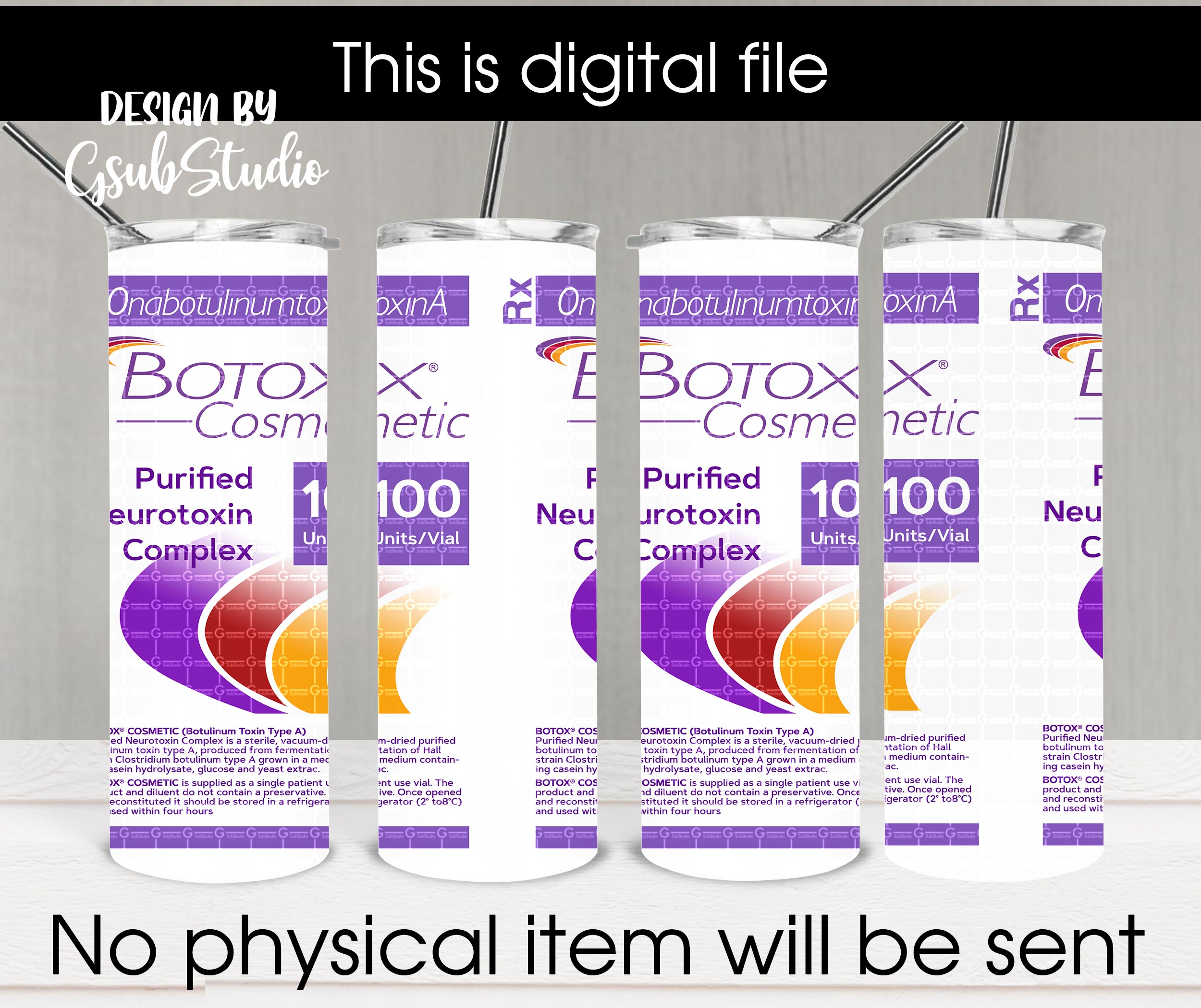 OnabotulinumtoxinA 20oz skinny tumbler wrap png design
