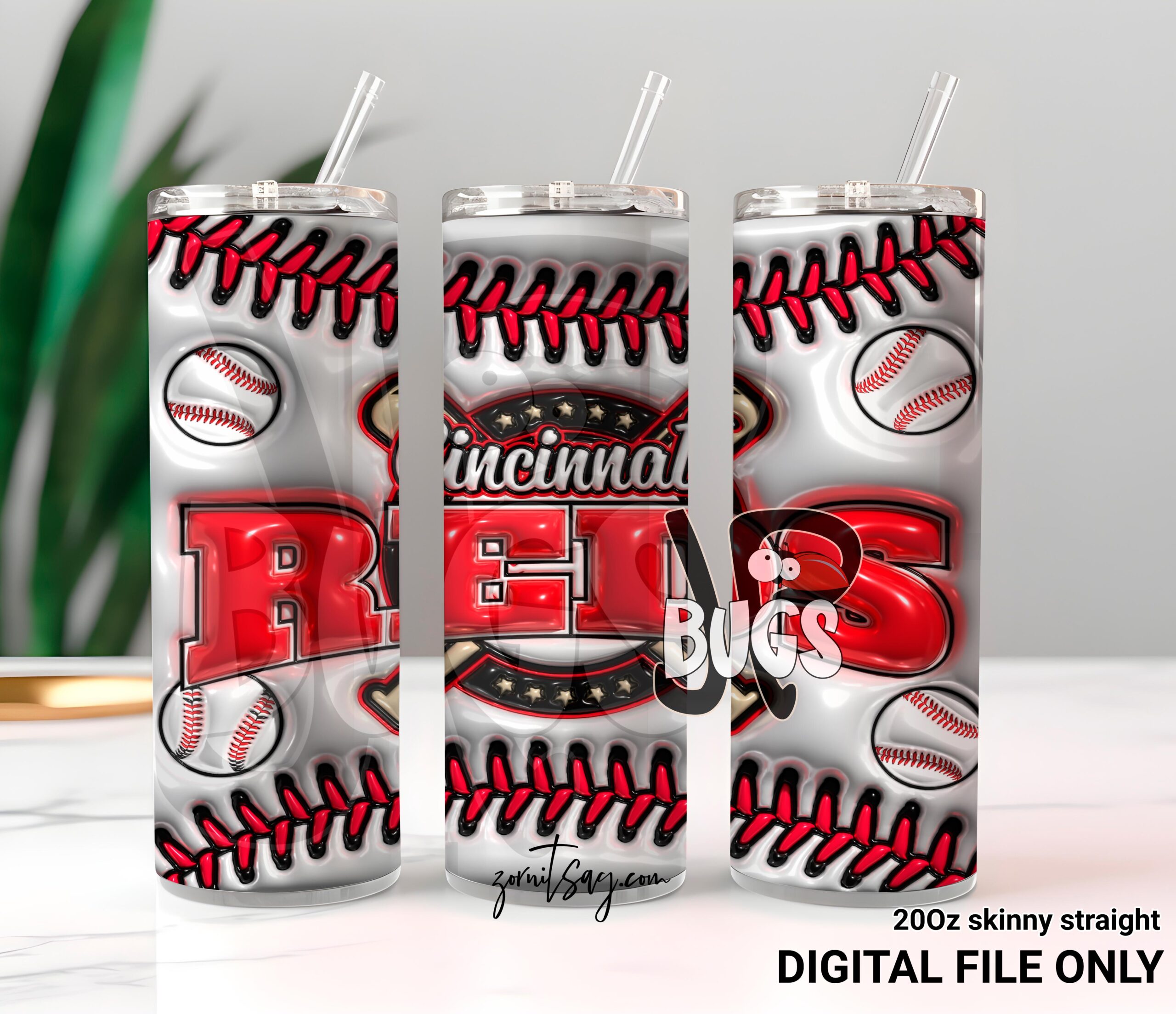 3D Inflated Cincinnati Reds Baseball Team 20oz Tumbler Wrap