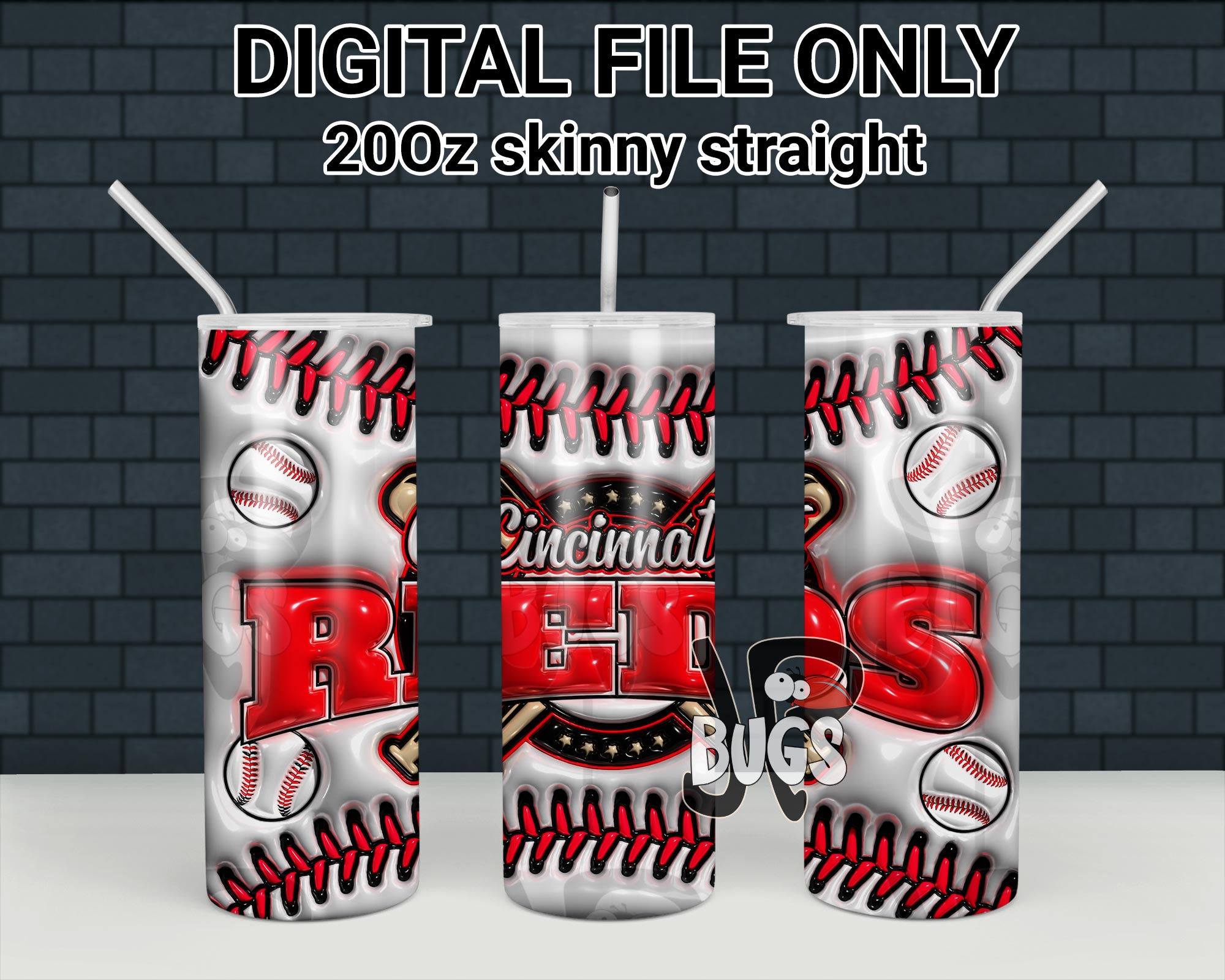 3D Inflated Cincinnati Reds Baseball Team 20oz Tumbler Wrap