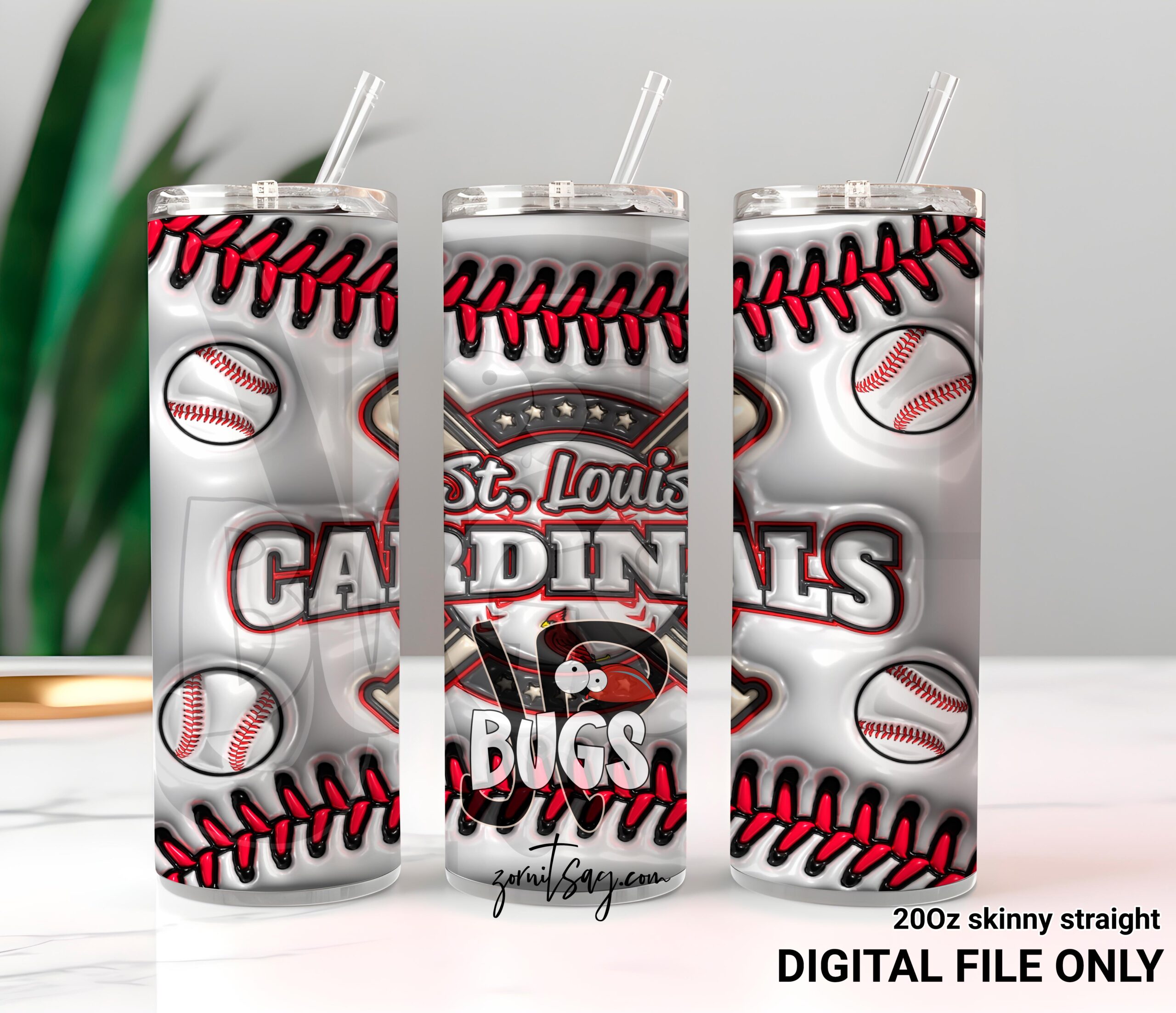 3D Inflated St. Louis Cardinals Baseball Team 20oz Tumbler Wrap